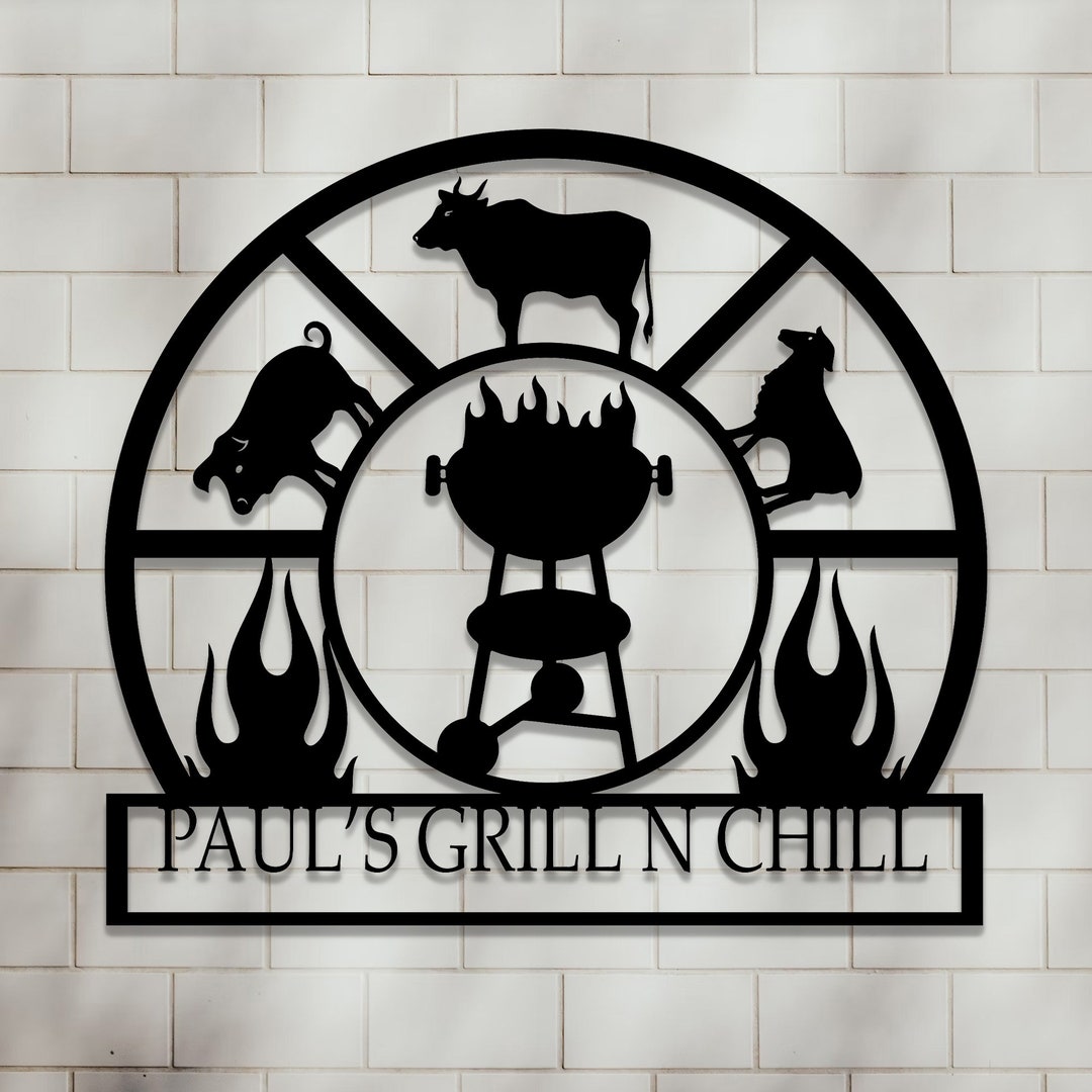 Custom Grill Metal Sign, Grill Metal Wall Art, Custom Grill Metal Art ...