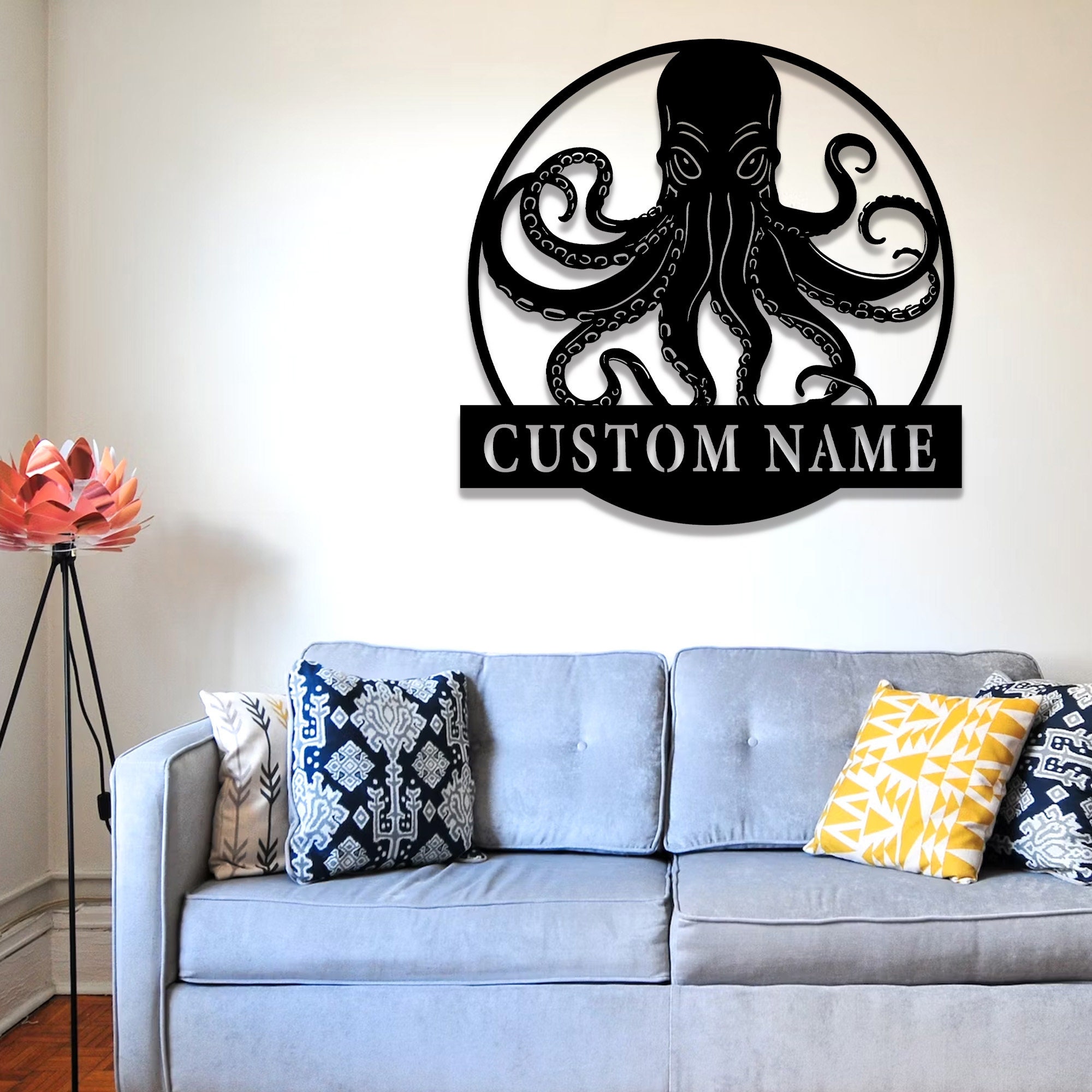Personalized Octopus Metal Wall Sign, Custom Octopus Metal Wall Art ...