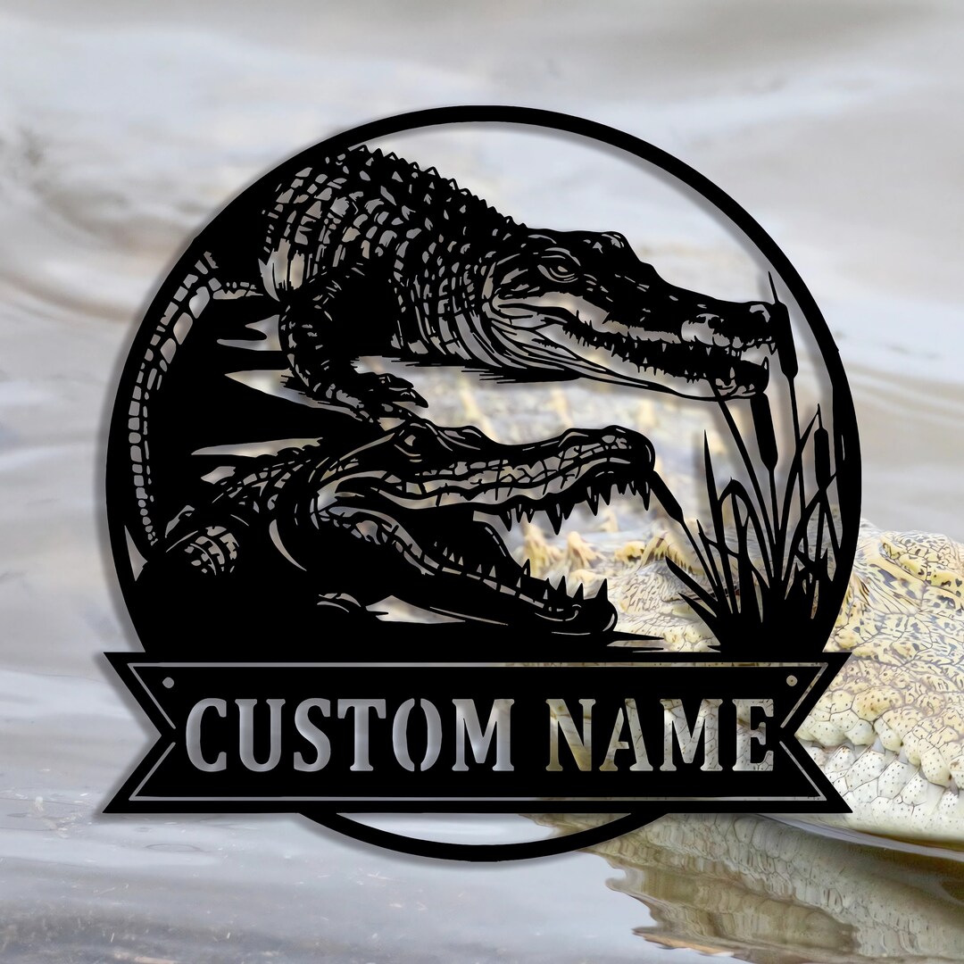 Custom Alligator Metal Wall Art, Personalized Alligator Name Sign, Home ...