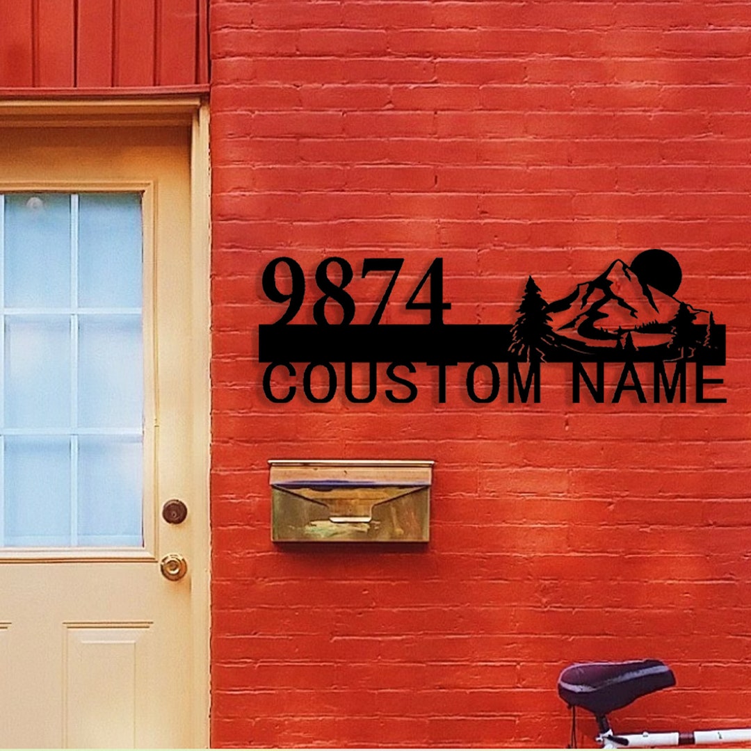 Modern Metal House Number Sign - Address Plaque - Vintage Style House ...