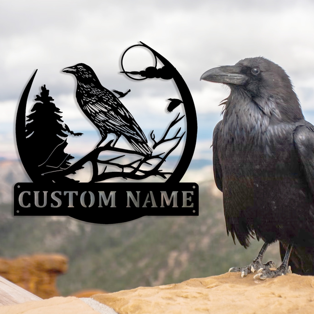 Custom Crow Metal Wall Sign, Halloween Metal Wall Art, Crow Logo, Gothic Home Decor, Crow Wall ...