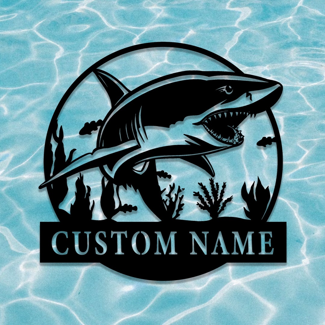 Custom Shark Metal Wall Art: Personalized Name Sign, Kid's Room Decor ...