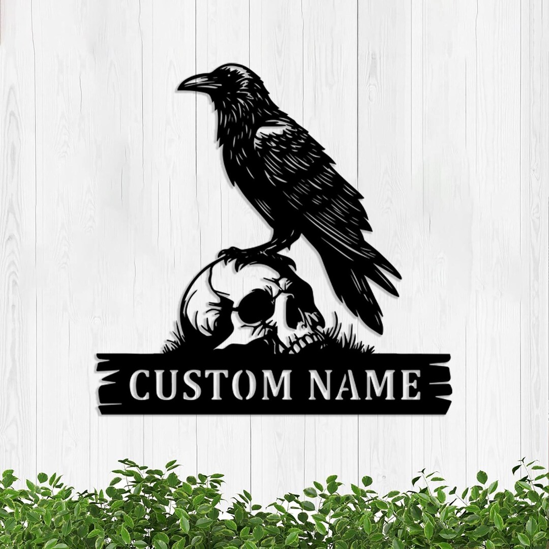 Custom Moon & Raven Metal Wall Art |mysterious Raven Home Decor |raven ...
