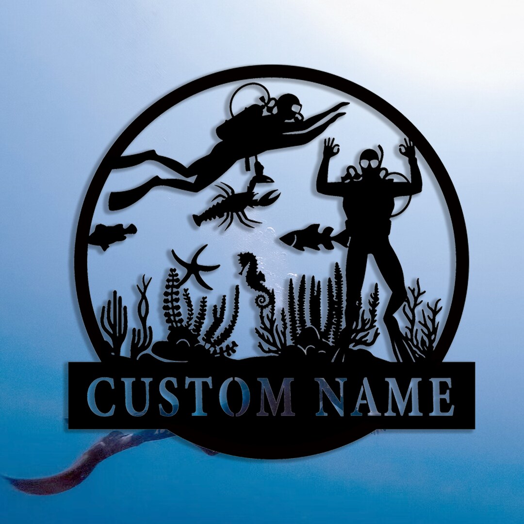 Custom Couple Scuba Diving Metal Sign, Scuba Diving Sport Metal Decor ...