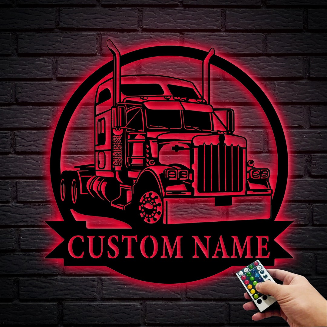 Personalized Semi-truck Metal Wall Art | Custom Driver Name Plate ...