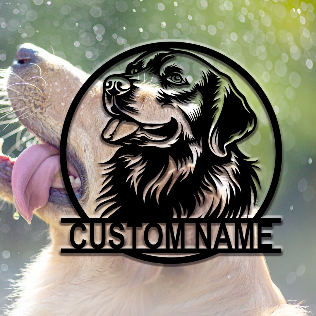 Custom Golden Retriever Metal Wall Sign, Personalized Goldie Dog Lover ...