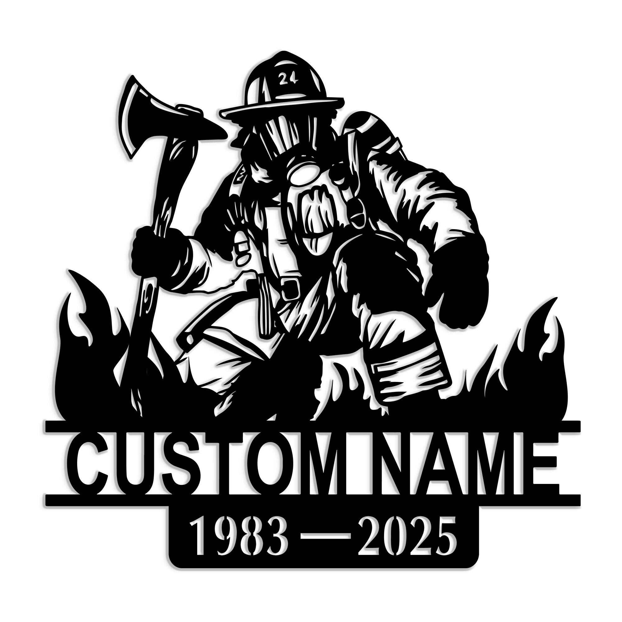 Custom Firefighter Metal Wall Sign, Personalized Firefighter Wall Decor ...