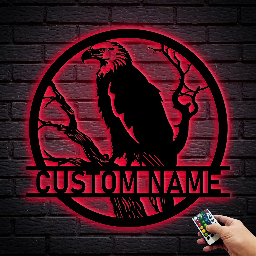Custom Bald Eagle Metal Wall Sign, Personalized Bald Eagle Metal Wall ...
