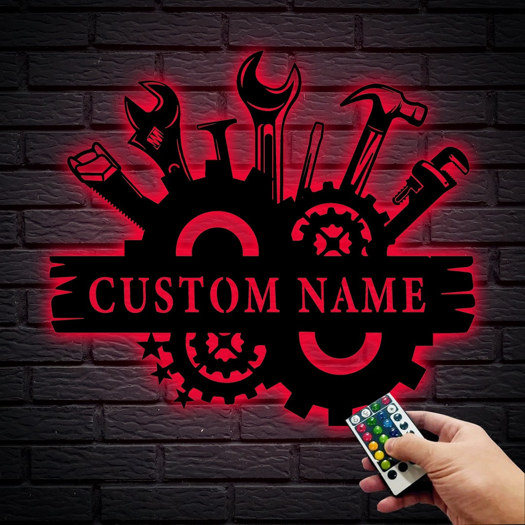 Custom Workshop Metal Wall Sign, Personalized Workshop Wall Decor ...