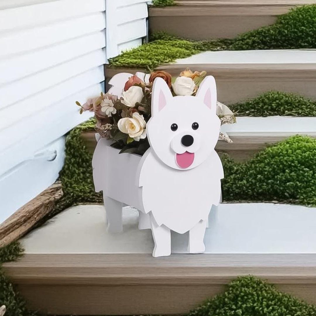 Dog-shaped Flower Pot，samoyed Shape Flower Pots，samoyed Decorations ...