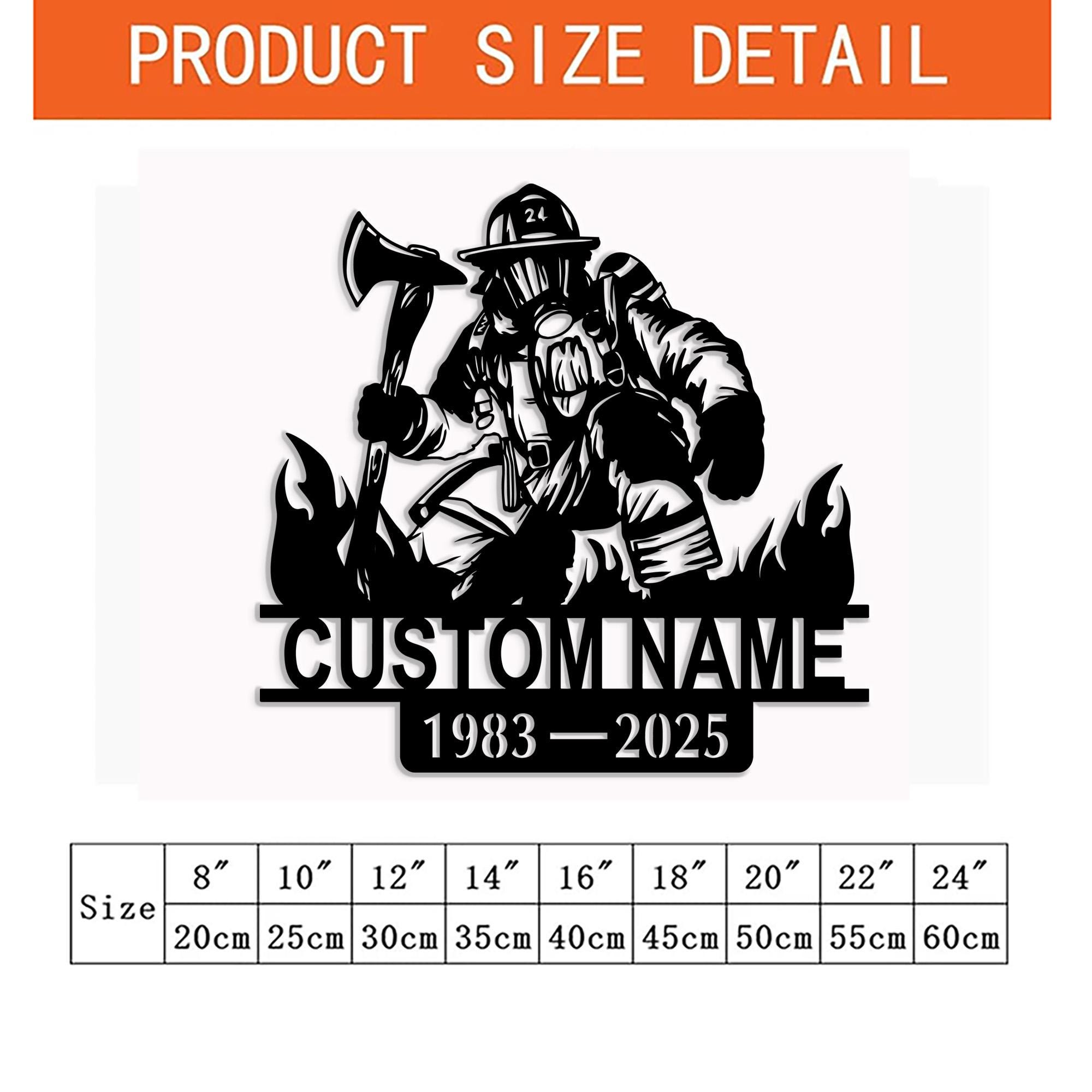 Custom Firefighter Metal Wall Sign, Personalized Firefighter Wall Decor ...