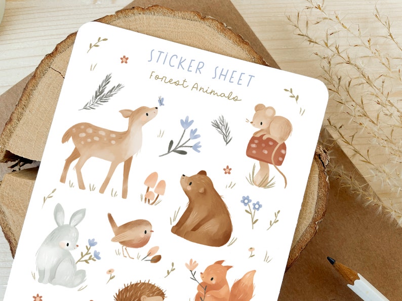 Sticker Sheet Woodland Animals Planner Stickers Sticker - Etsy