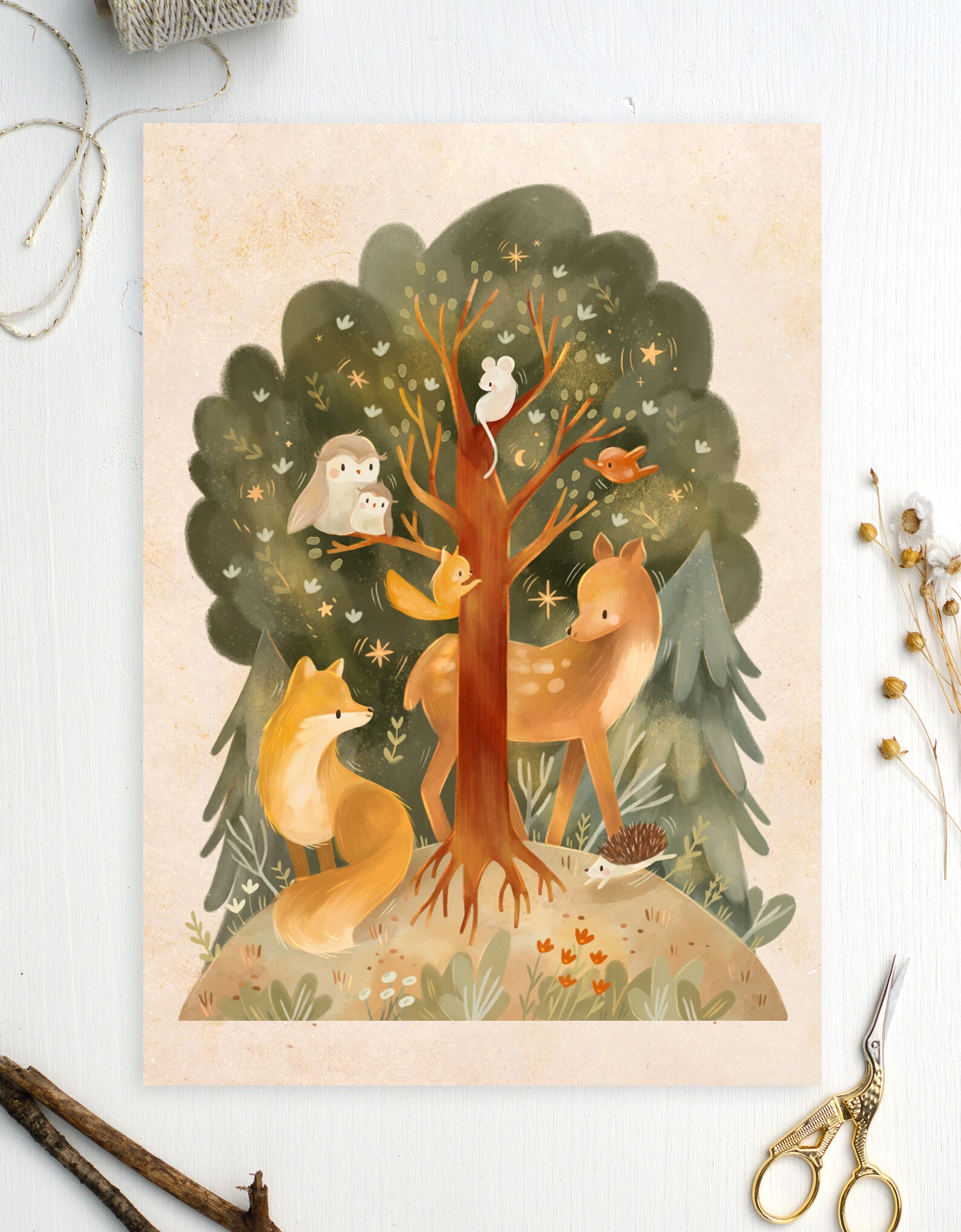 Woodland Nursery Art Print Magic Tree Forest Wall Art - Etsy