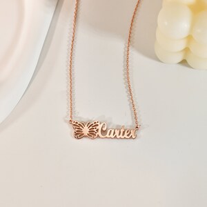 Name Necklace With Butterfly, Butterfly Necklace, Custom Charm Necklace ...