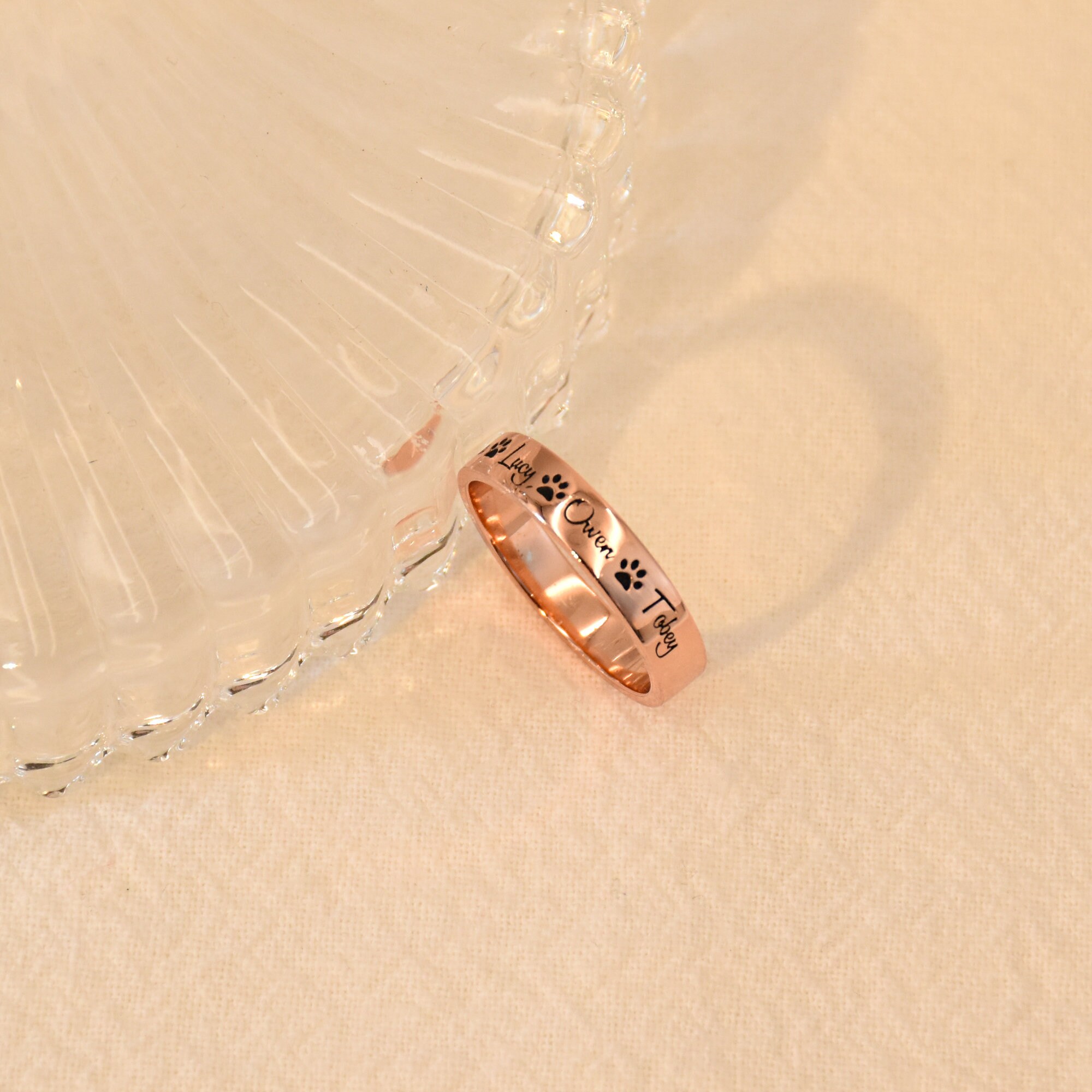 Pet Name Ring, Custom Paw Print Ring, Personalized Pet Ring, Dog Paw ...