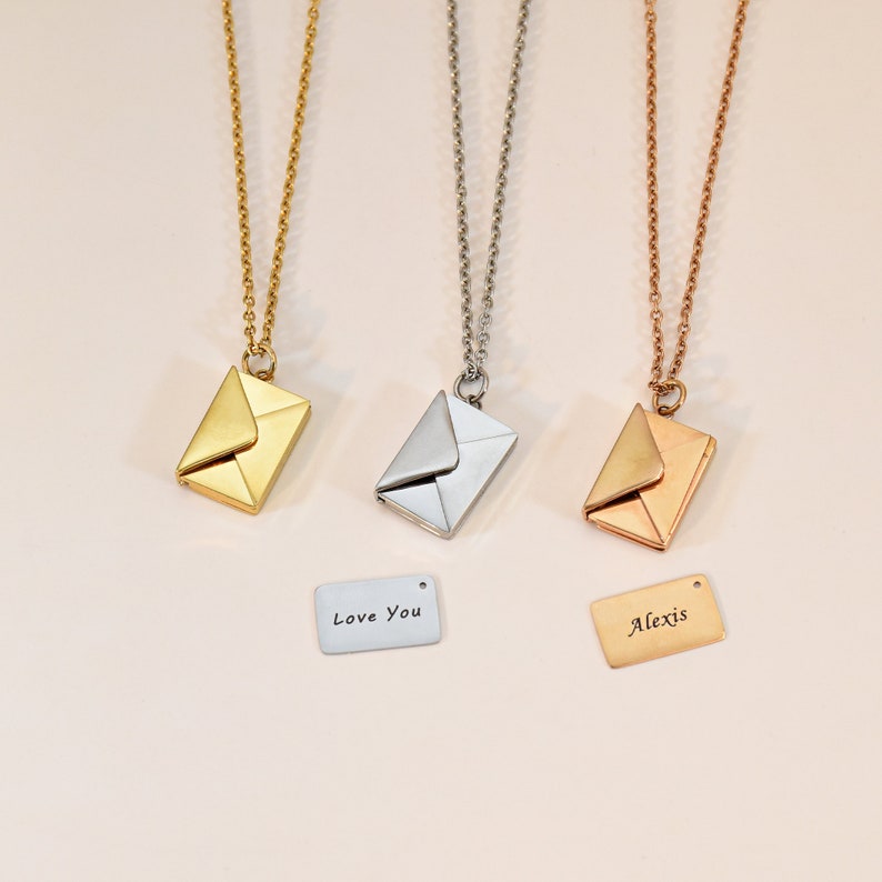 Envelope Necklace With Secret Message, Personalized Locket Necklace ...