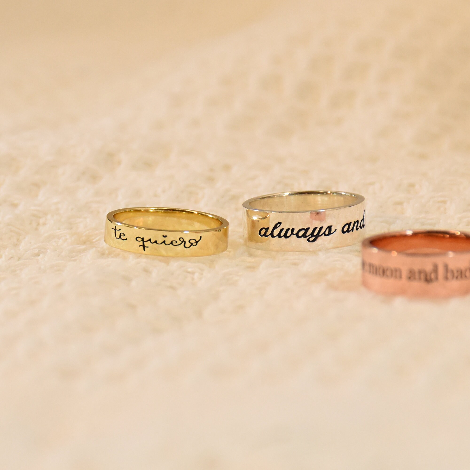 Actual Handwriting Band Ring, Custom Engraved Ring, Wide Handwriting ...