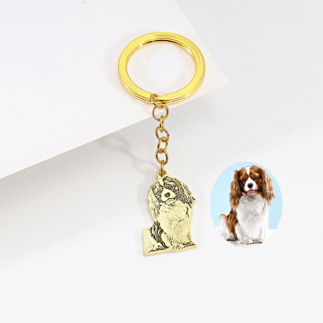 Custom Pet Photo Keychain, Dog Picture Keyring, Pet Portrait Keychain ...