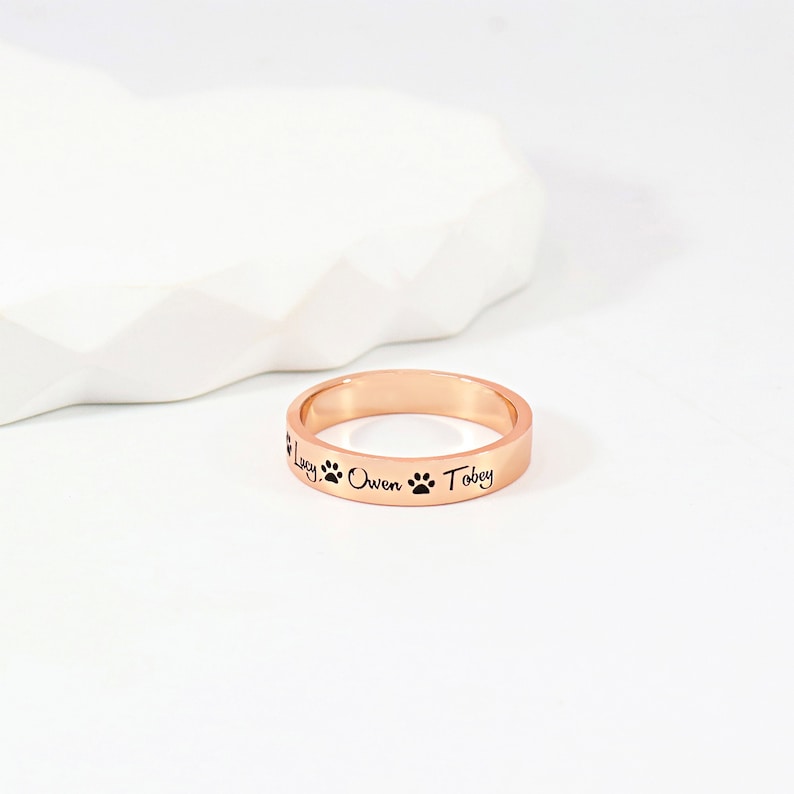Pet Name Ring Custom Paw Print Ring Personalized Pet Ring - Etsy