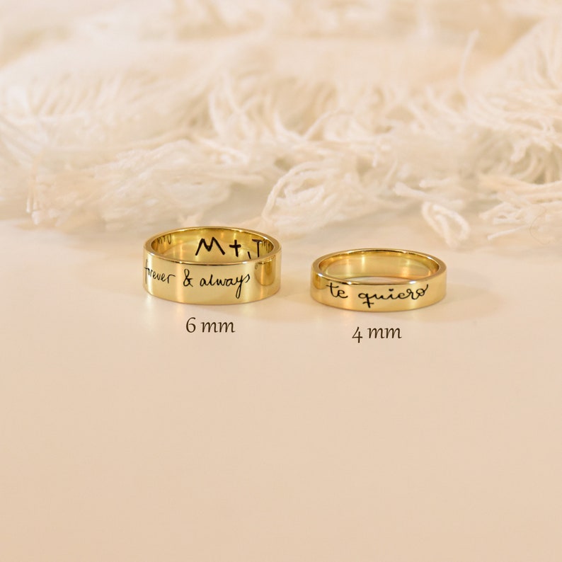 Actual Handwriting Band Ring, Custom Engraved Ring, Wide Handwriting Band, Memorial Handwriting ...