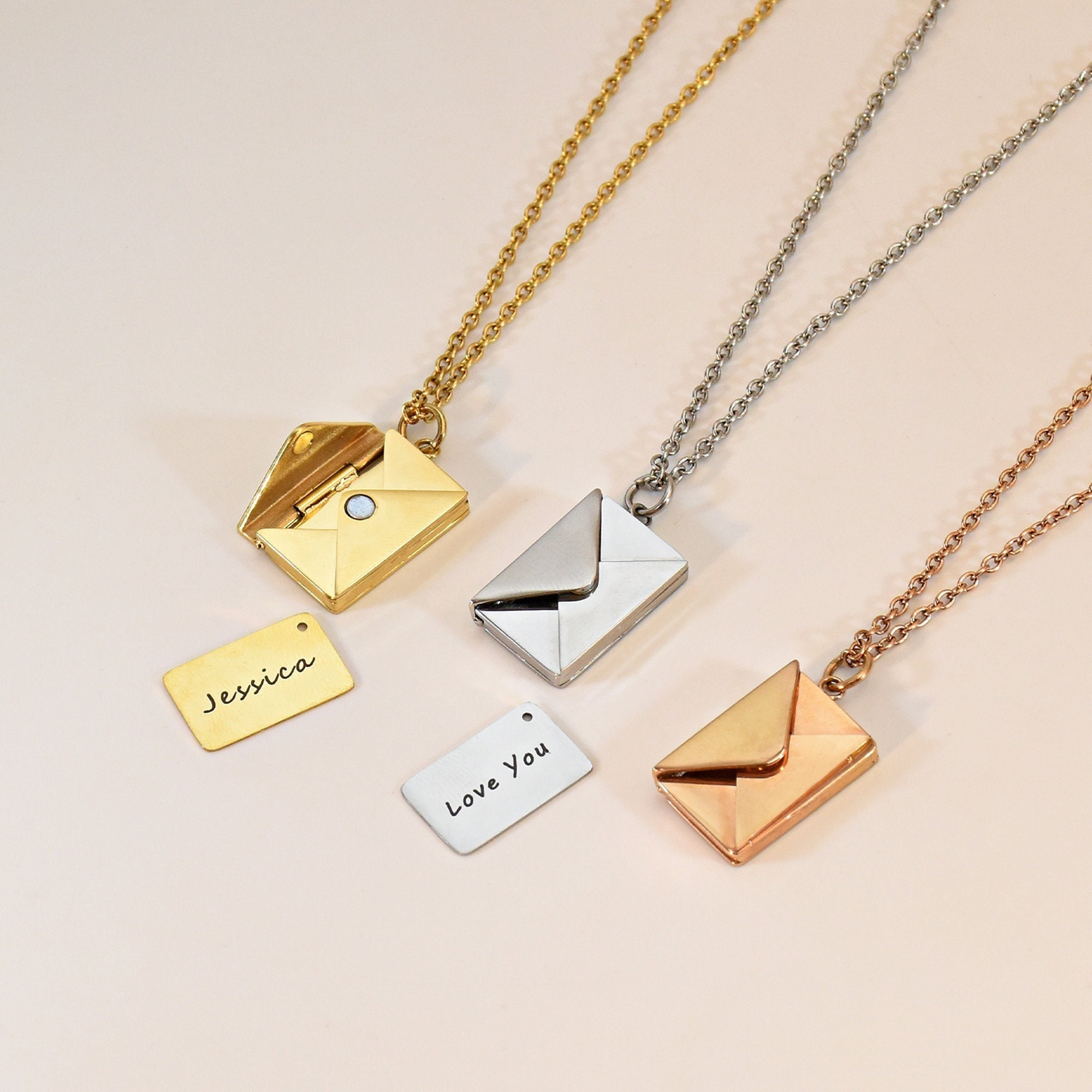 Envelope Necklace With Secret Message, Personalized Locket Necklace ...