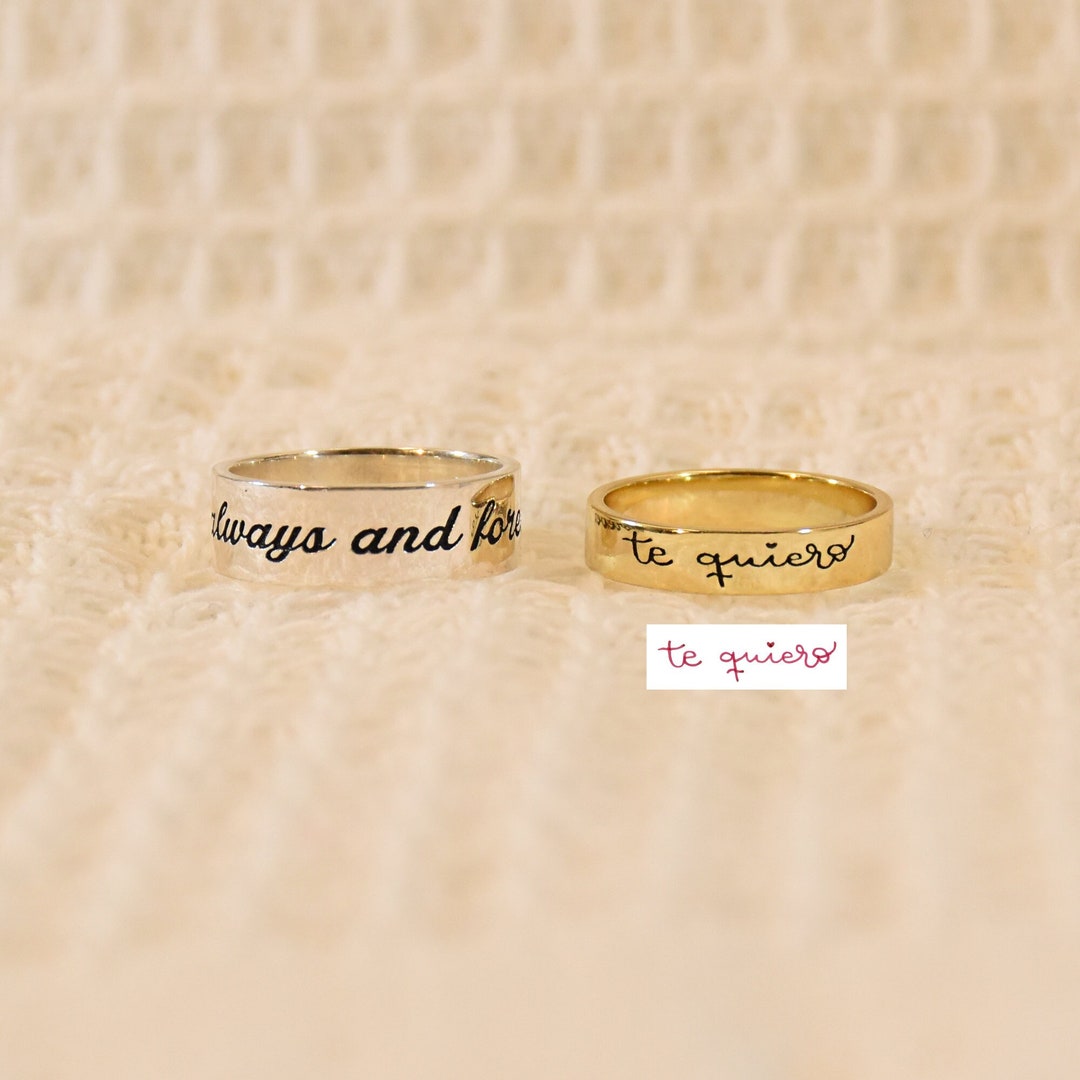 Actual Handwriting Band Ring, Custom Engraved Ring, Wide Handwriting ...