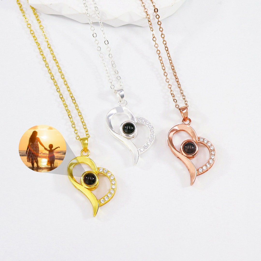 Photo Projection Necklaces, Customized Memorial Photo Pendant, Heart ...