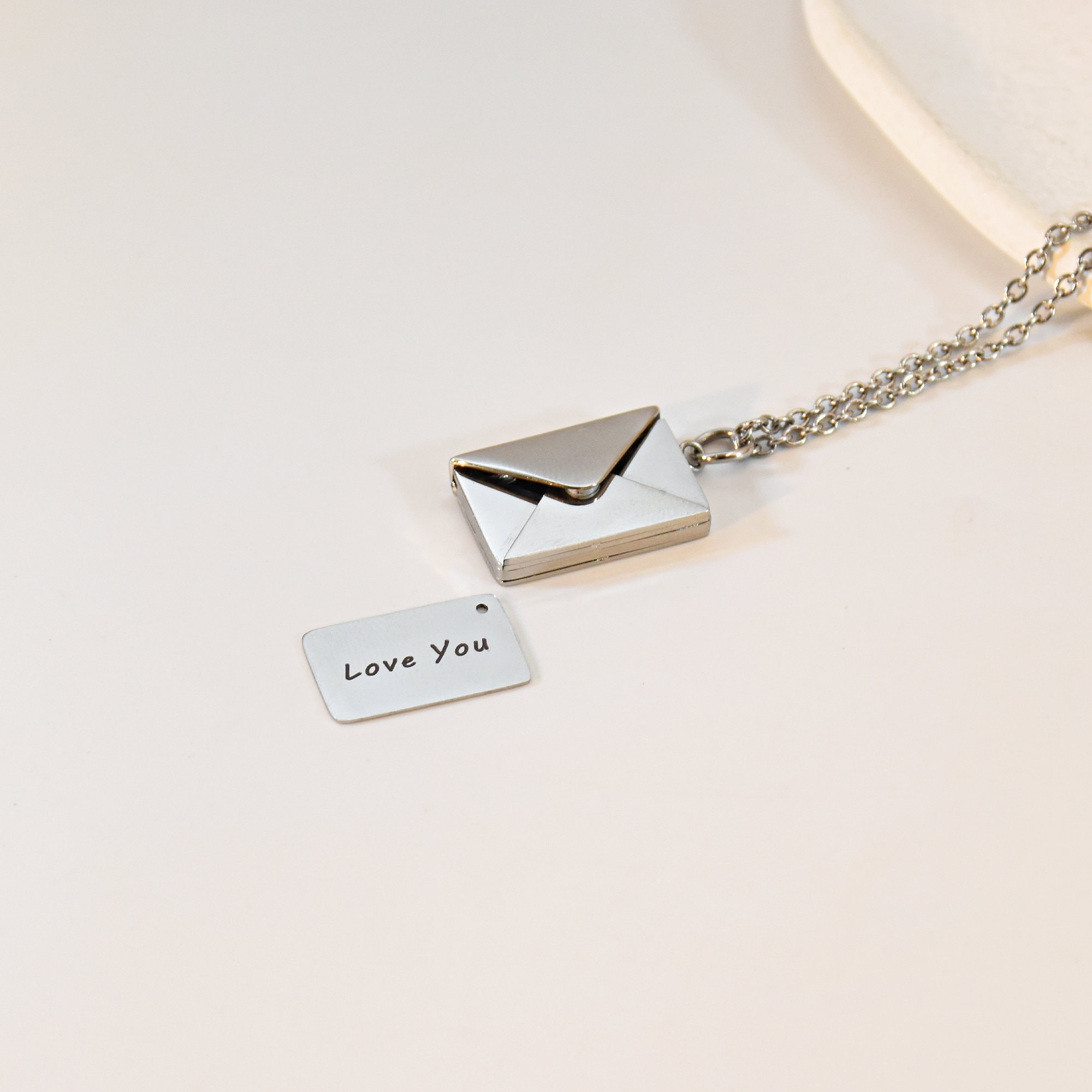 Envelope Necklace With Secret Message, Personalized Locket Necklace ...