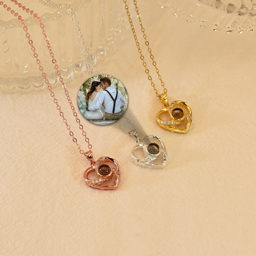 Personalised Photo Projection Heart Necklace,photo Necklace,projection ...