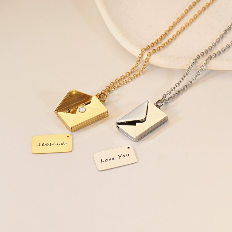Envelope Necklace With Secret Message, Personalized Locket Necklace ...