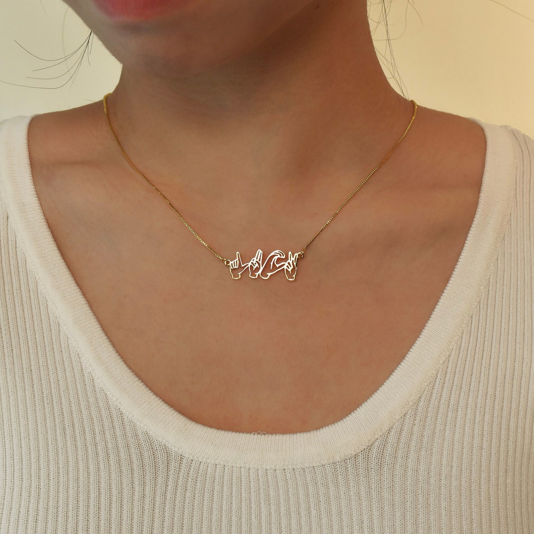 ASL Necklace Name Necklace, Personalized Name Necklace in Sign Language ...