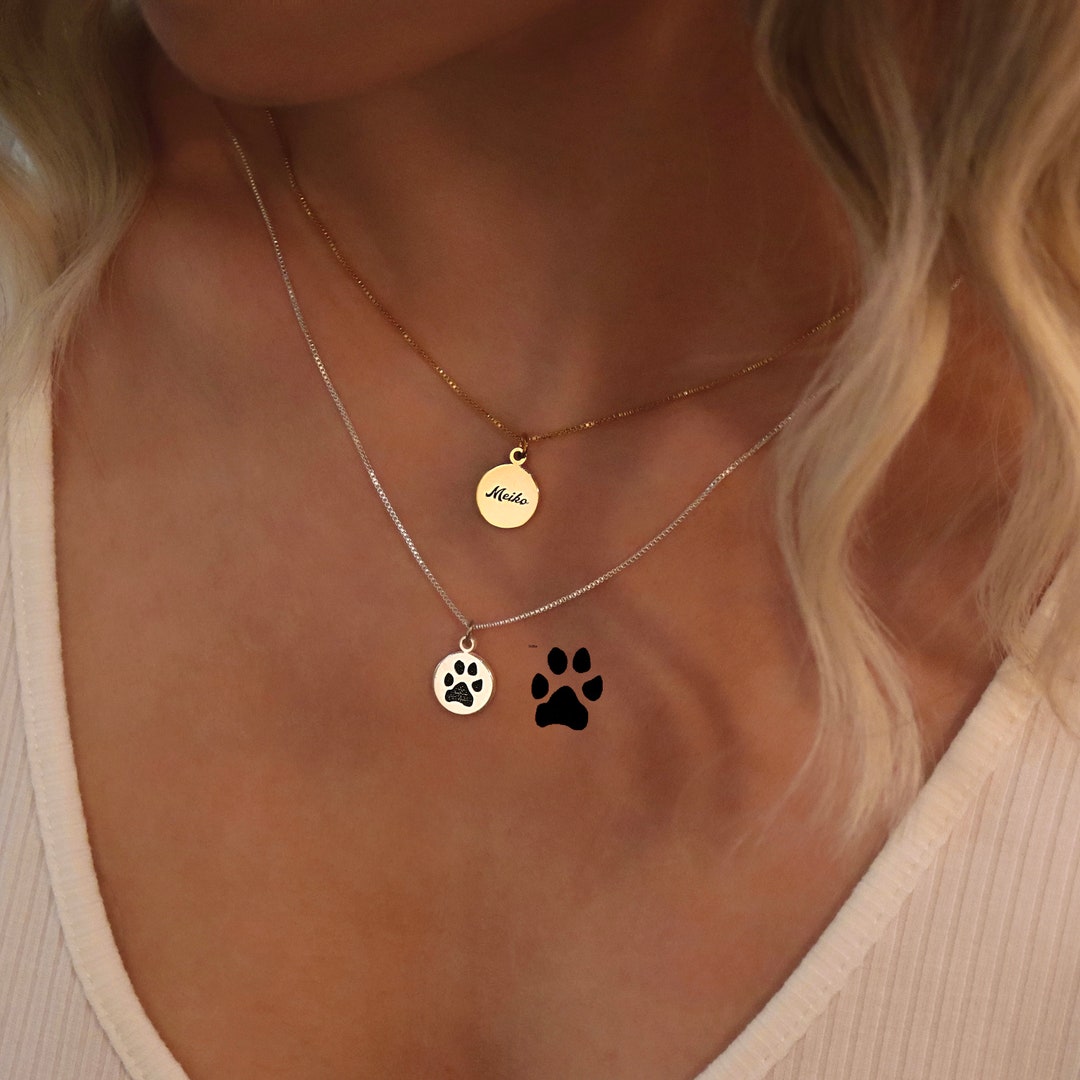 Actual Paw Print Necklace Custom Dog Necklace Pet Memorial - Etsy