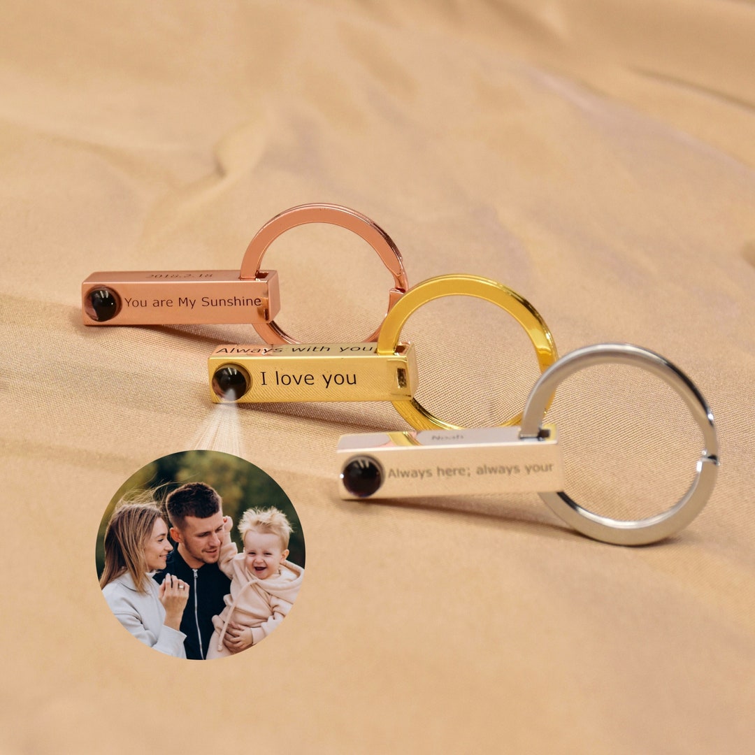 Custom Memorial Photo Key Ring, Photo Projection Keychain Bar, Bar ...