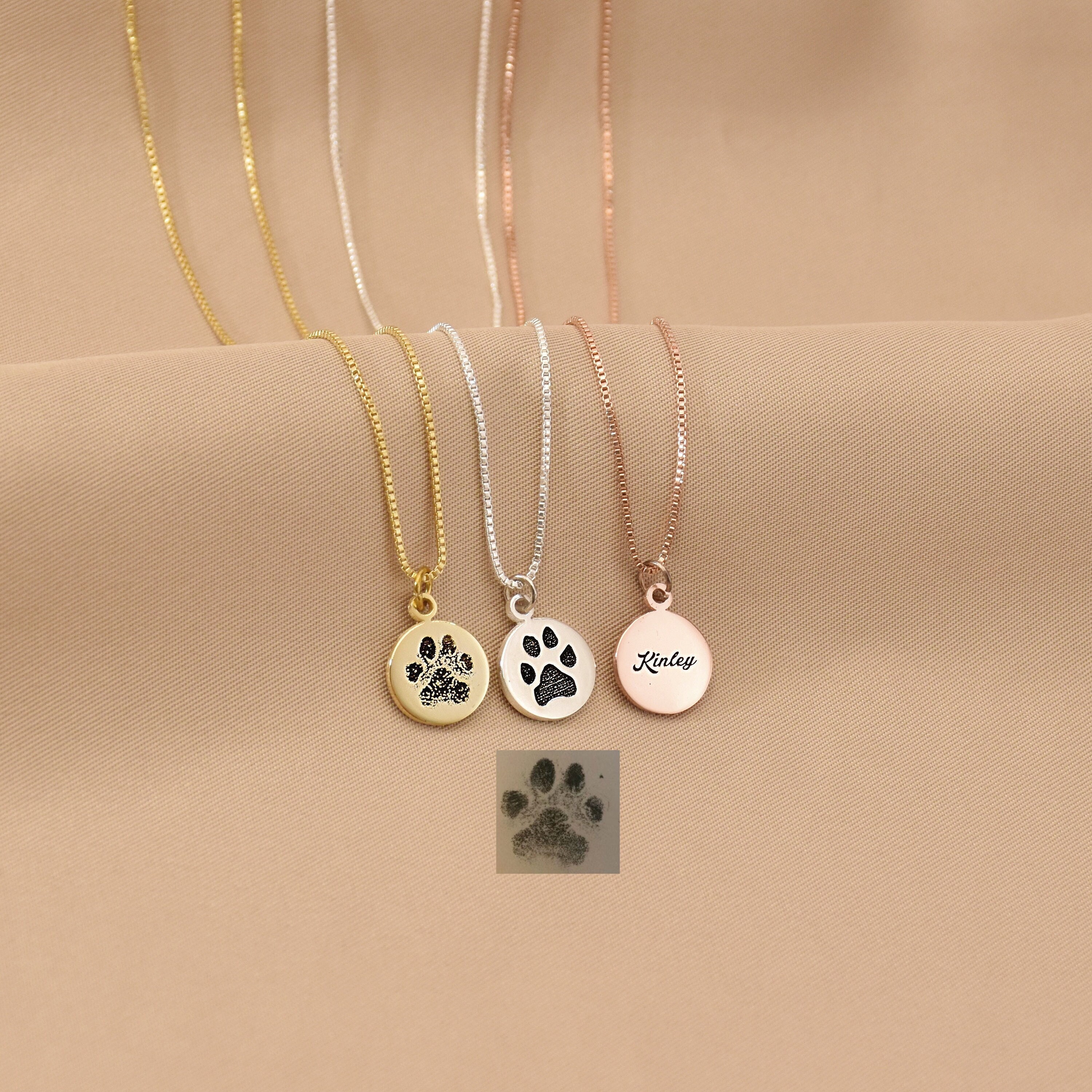 Actual Paw Print Necklace Custom Dog Necklace Pet Memorial - Etsy