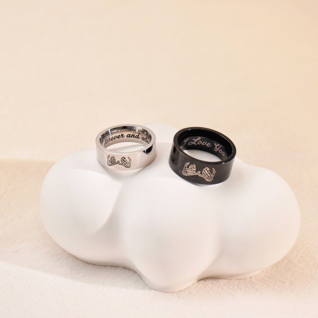 Pinky Swear Couple Ring,pinky Swear Band Black and Silver, Pinky ...