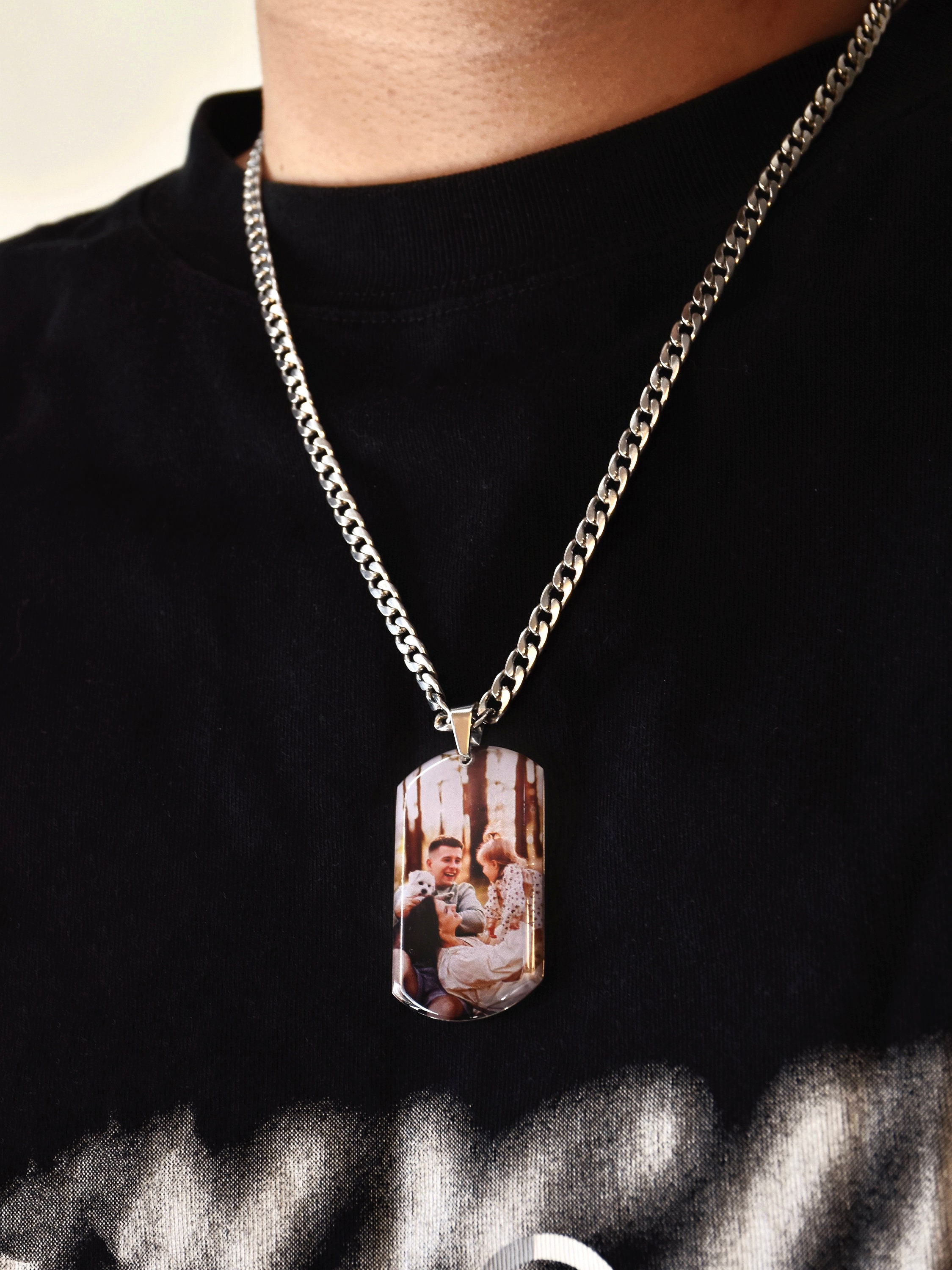 Custom Engraved Photo Dog Tag Necklace, Photo Dog Tags, Photo Necklace ...