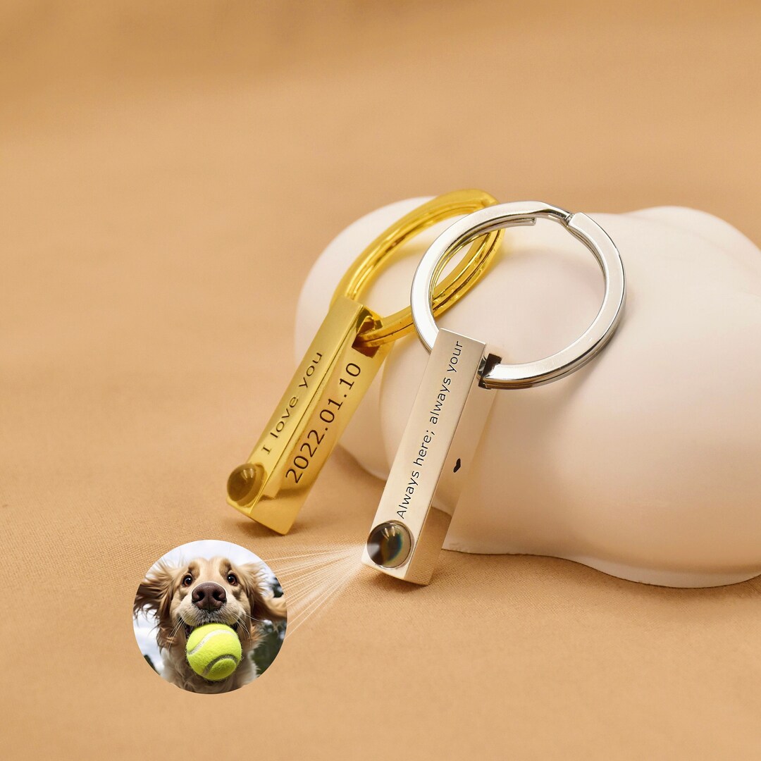 Custom Memorial Photo Key Ring, Photo Projection Keychain Bar, Bar ...