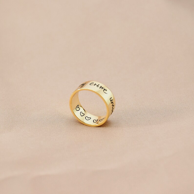 Actual Handwriting Ring Custom Handwriting Ring Wide - Etsy