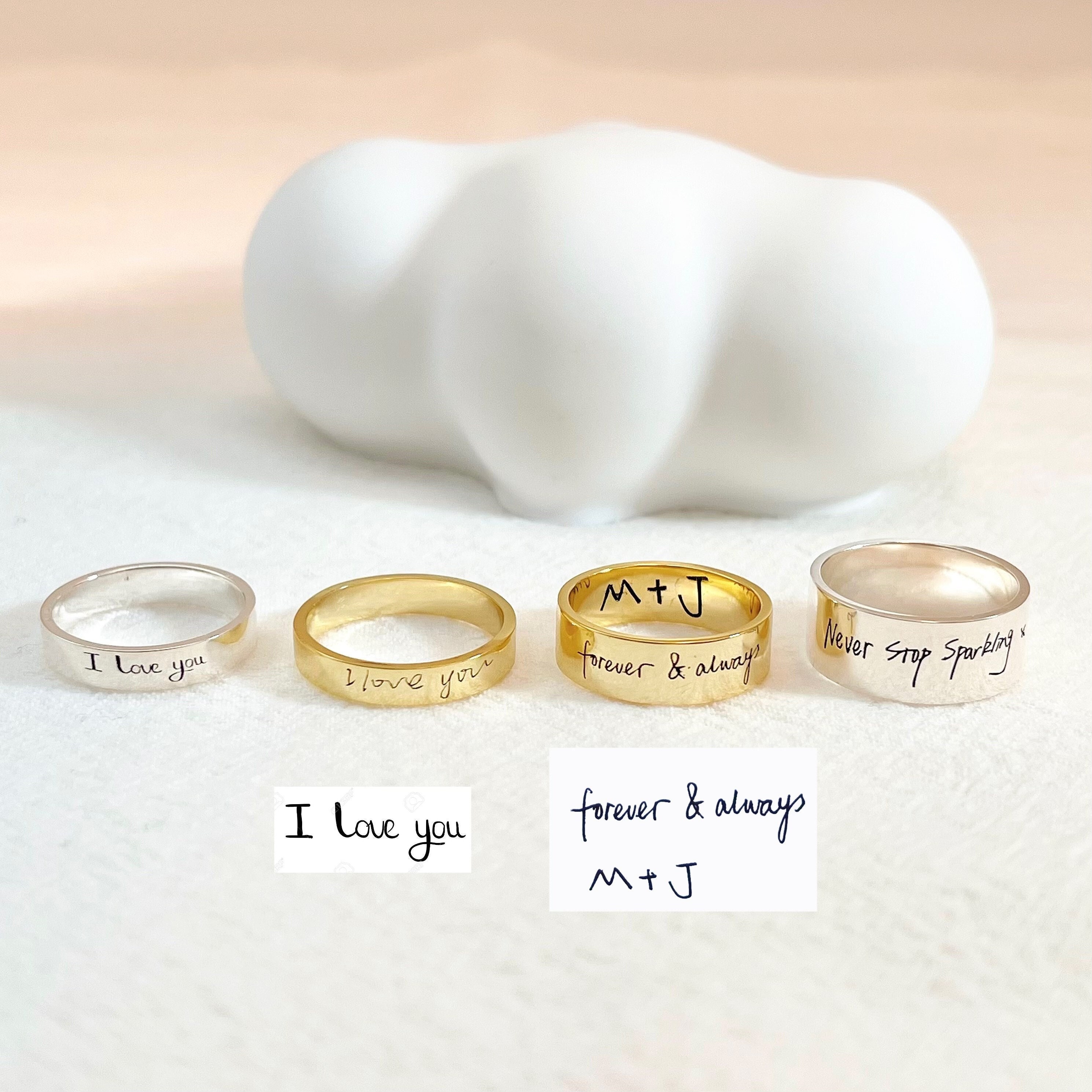 Actual Handwriting Ring, Custom Handwriting Ring, Wide Handwriting Band ...