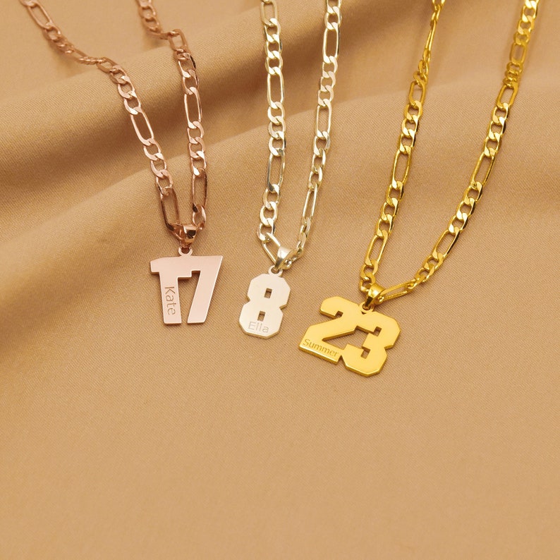 Lucky Number Necklace,14k Gold Number Necklace, Custom Sport Number ...