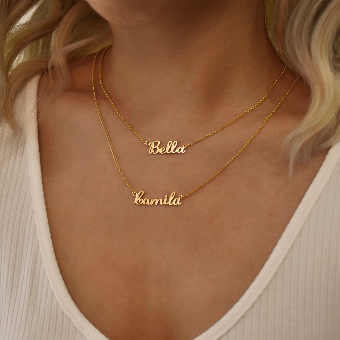 Multiple Name Necklace, Personalized Minimalist Name Necklace, Family ...