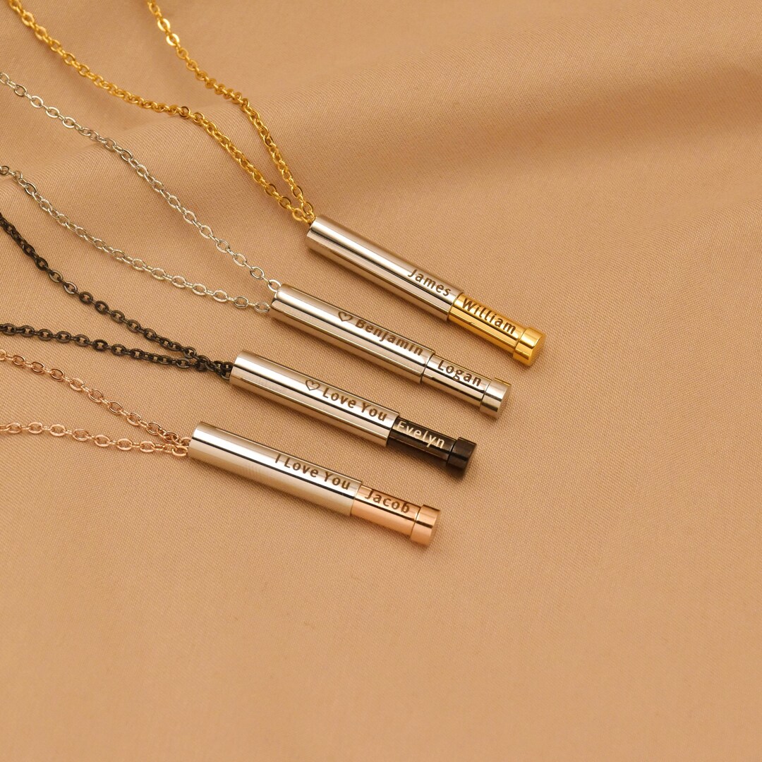 Personalized Hidden Message Necklace, Secret Message Necklace, Name Bar ...