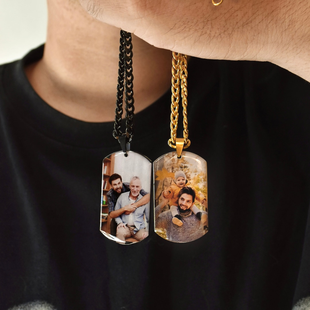 Custom Engraved Photo Dog Tag Necklace, Photo Dog Tags, Photo Necklace ...