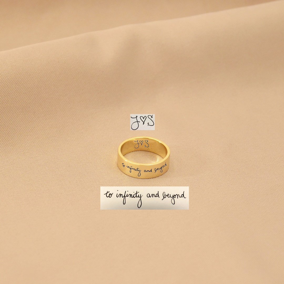 Actual Handwriting Ring, Custom Handwriting Ring, Wide Handwriting Band ...