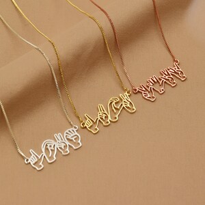 ASL Necklace Name Necklace, Personalized Name Necklace in Sign Language ...