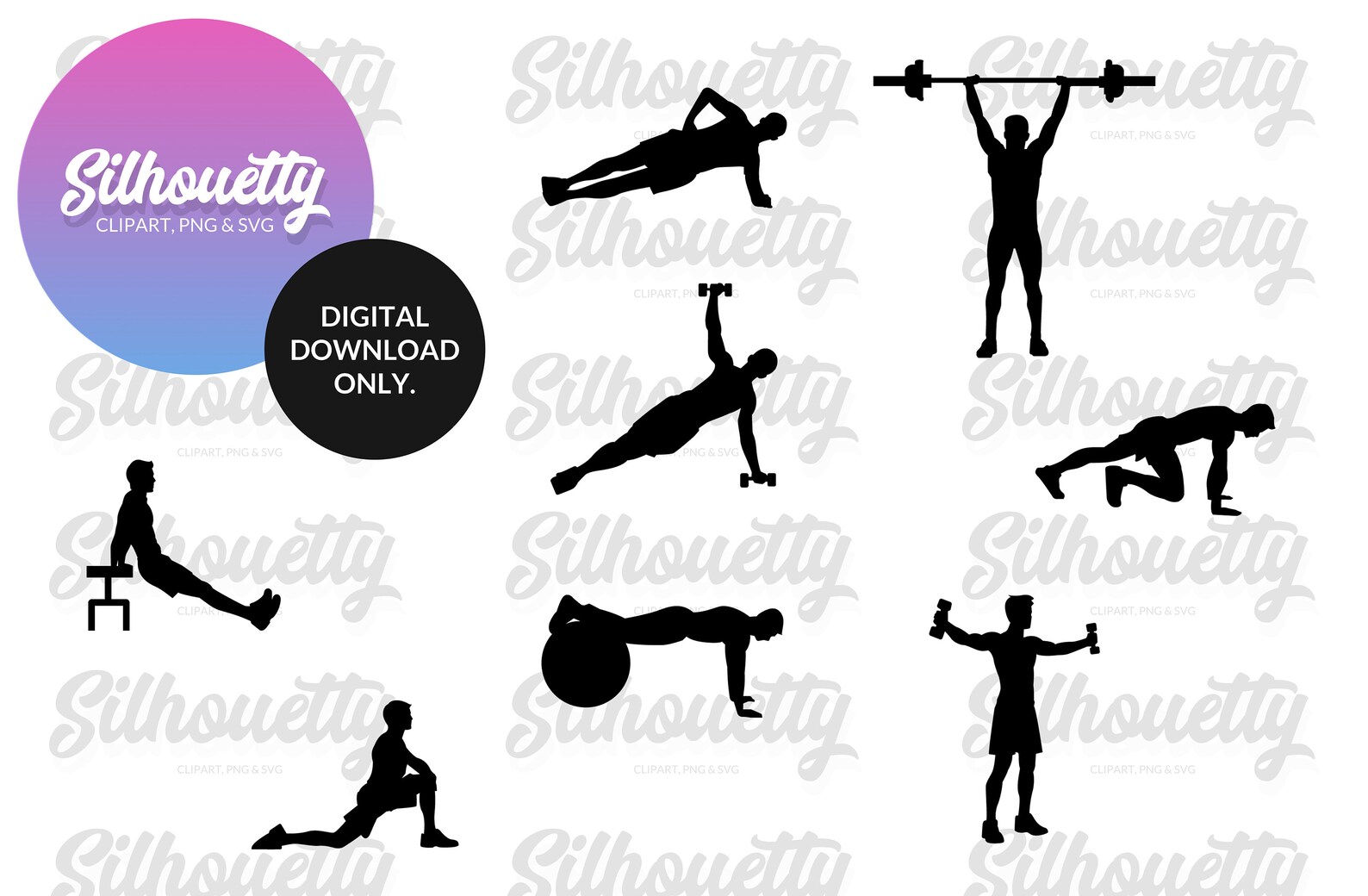 16 Piece Fitness Svg and Png Set, Fitness Svg Bundle, Fitness ...