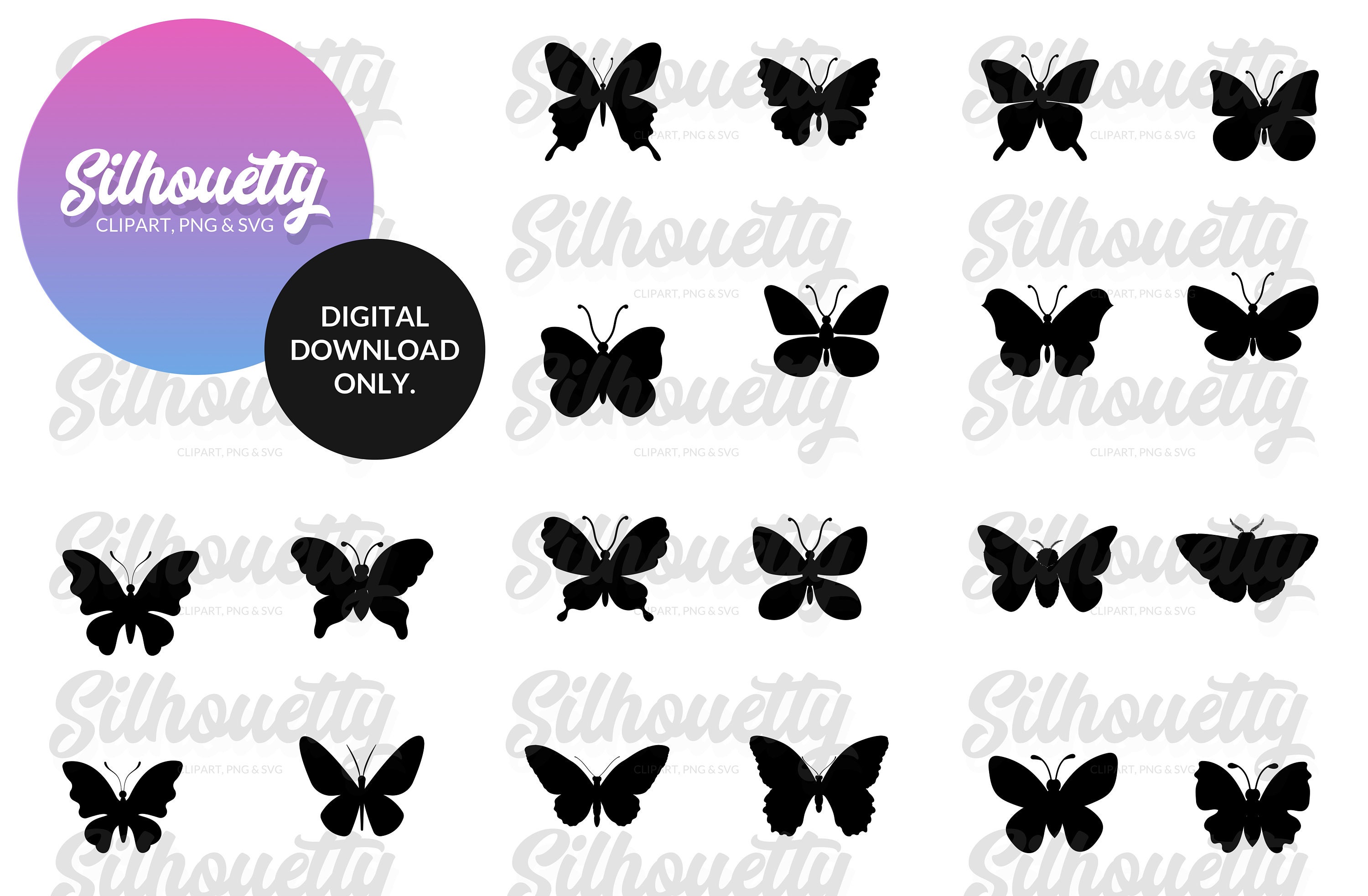 20 Piece Butterfly Set Svg and Png Set Butterfly Svg Bundle - Etsy
