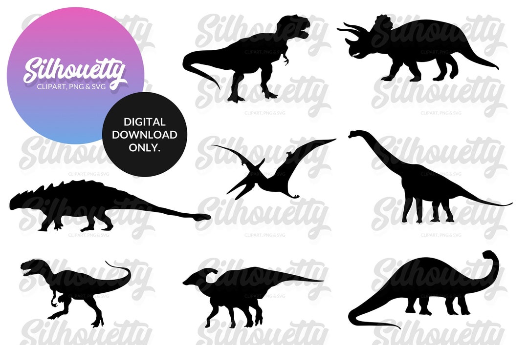 8 Piece Dinosaur Svg and Png Set, Dinosaur Svg Bundle, Dinosaur ...
