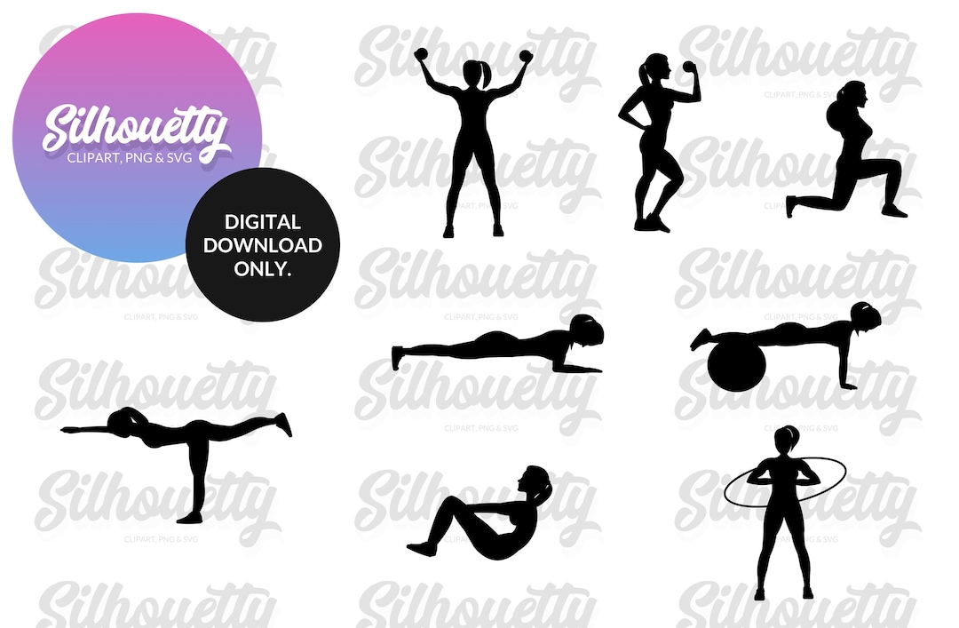 16-piece Fitness SVG & PNG Set | Gym and Workout Clipart Bundle ...