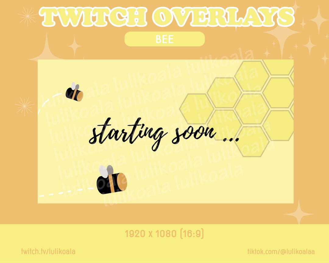 Animated Bee Overlays for Twitch Staring Soon, Be Right Back, Ending ...
